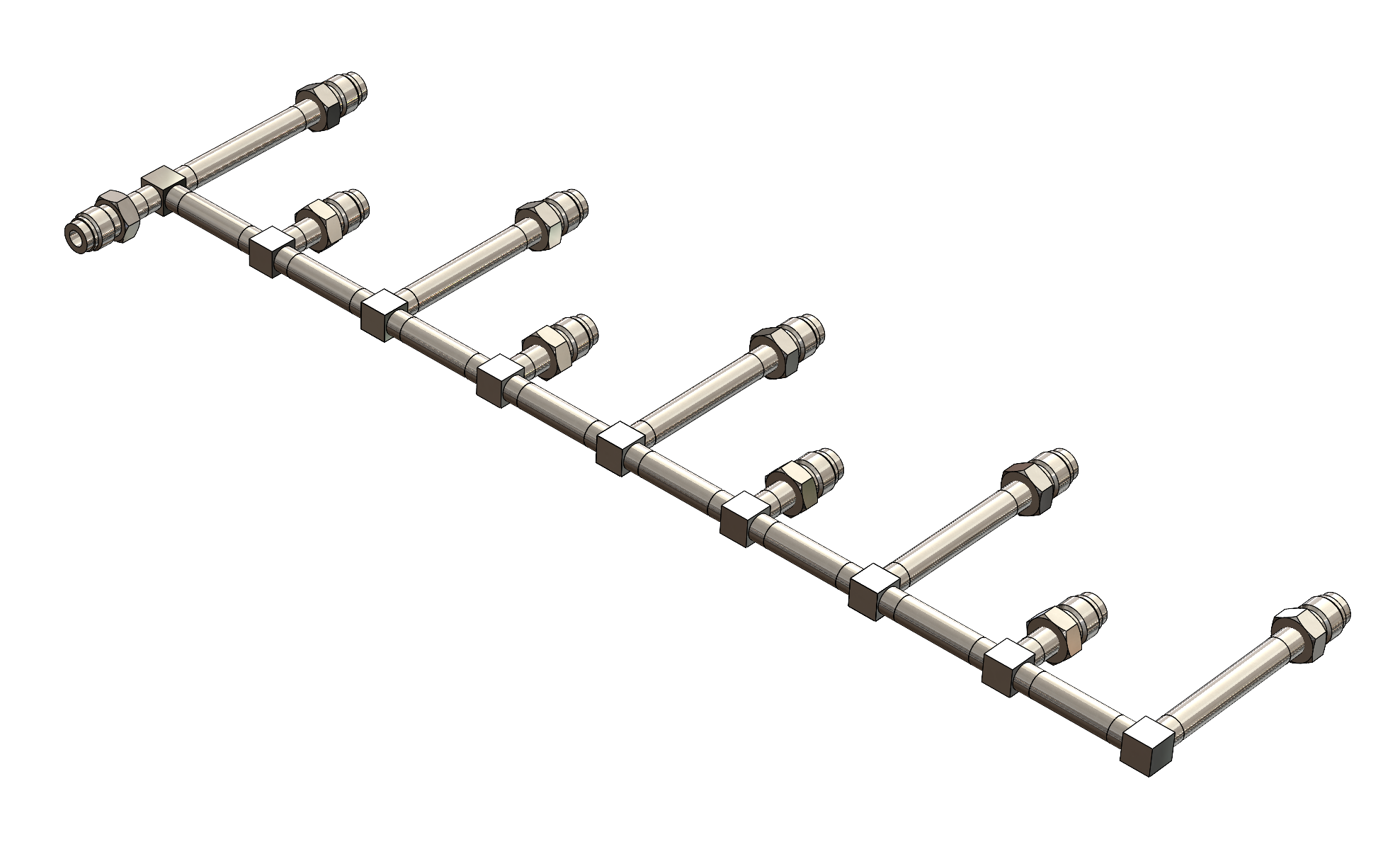 MANIFOLD, UHP, V, 3/8" (1/4" HF) IN, 3/8" (1/4" HF) x 9 OUT - Triangle Design Group LLC